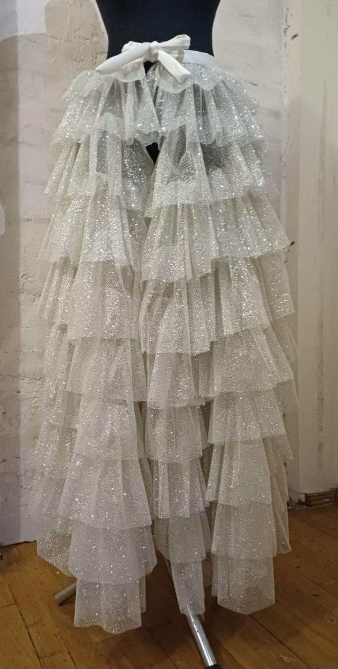 White Bridal Glitter Overskirt, Overskirt, Bridal Skirt, Detachable ...