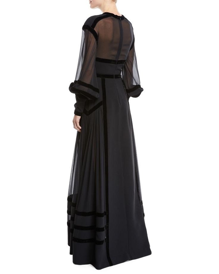 Black Dress Robe, Black Dress to the Floor, Dress Robe, Elegant Black ...