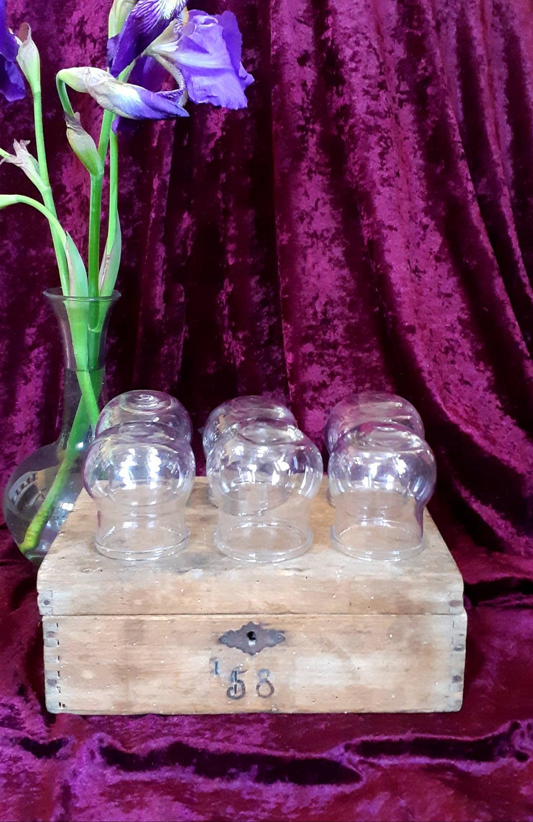 Set of 6 Glass Medical Suction Cups, 50s, With Their Wooden Box - Etsy