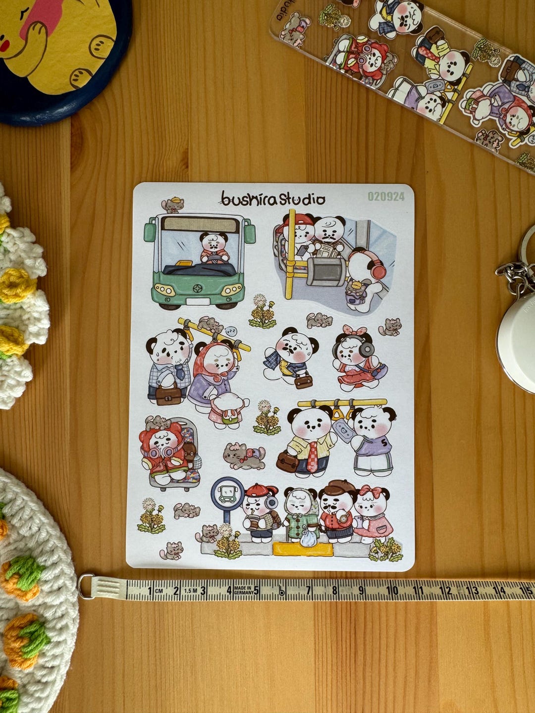 Cute Panda Bus Sticker Set | Matte Sticker Sheet for Journals, Planners ...