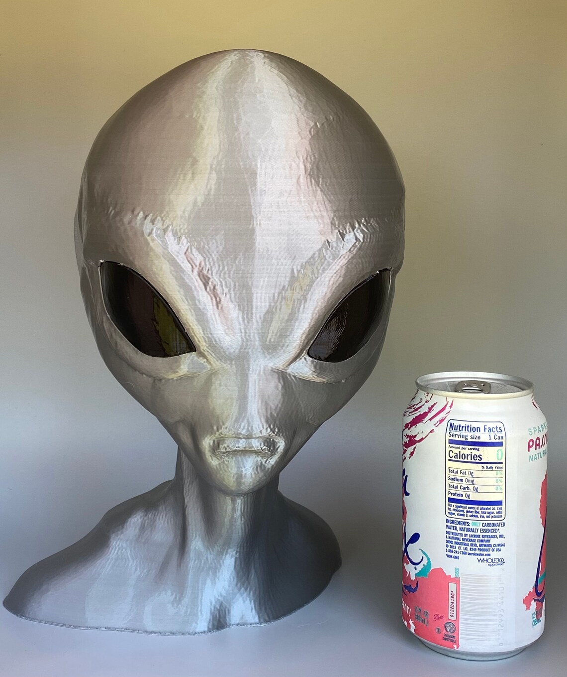 1:1 Grey Alien 11” 28cm Head / Bust in Shining Grey Skin With Black ...
