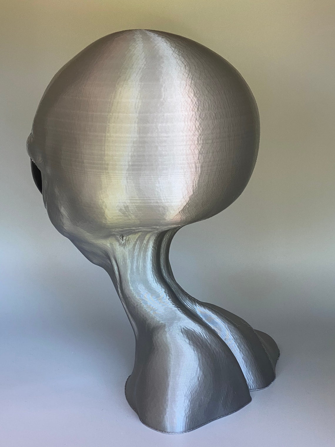 1:1 Grey Alien 11” 28cm Head / Bust in Shining Grey Skin With Black ...
