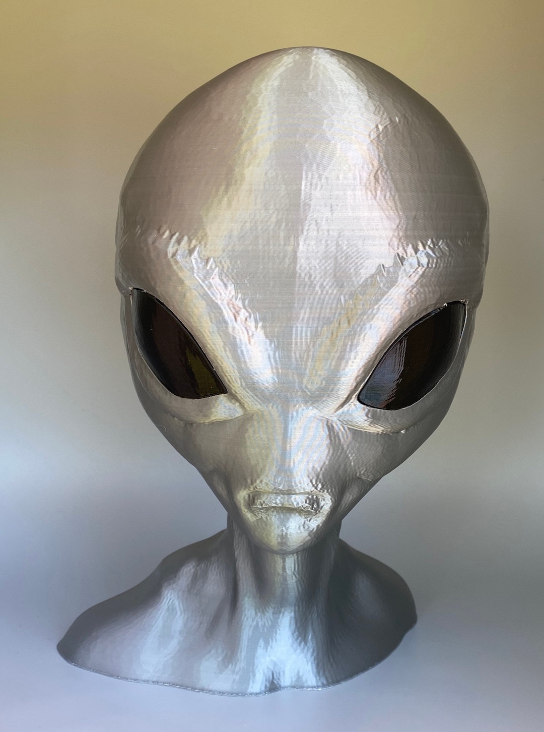 1:1 Grey Alien 11” 28cm Head / Bust in Shining Grey Skin With Black ...