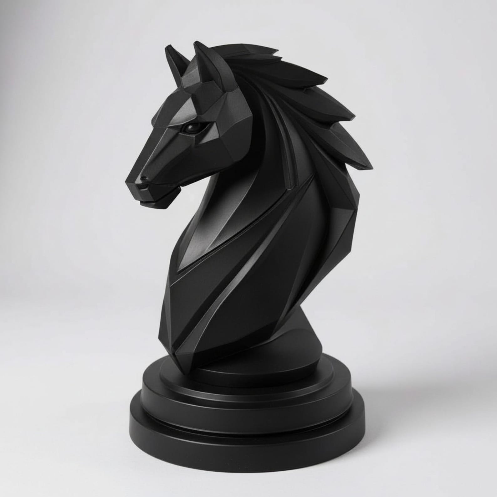 Modern Horse Chess Piece Sculpture – 12” Large Knight Decor – Black ...