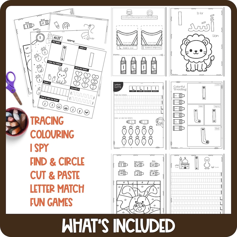 Arabic Letter ALIF Worksheets for Kids – Tracing, Coloring and Cut ...