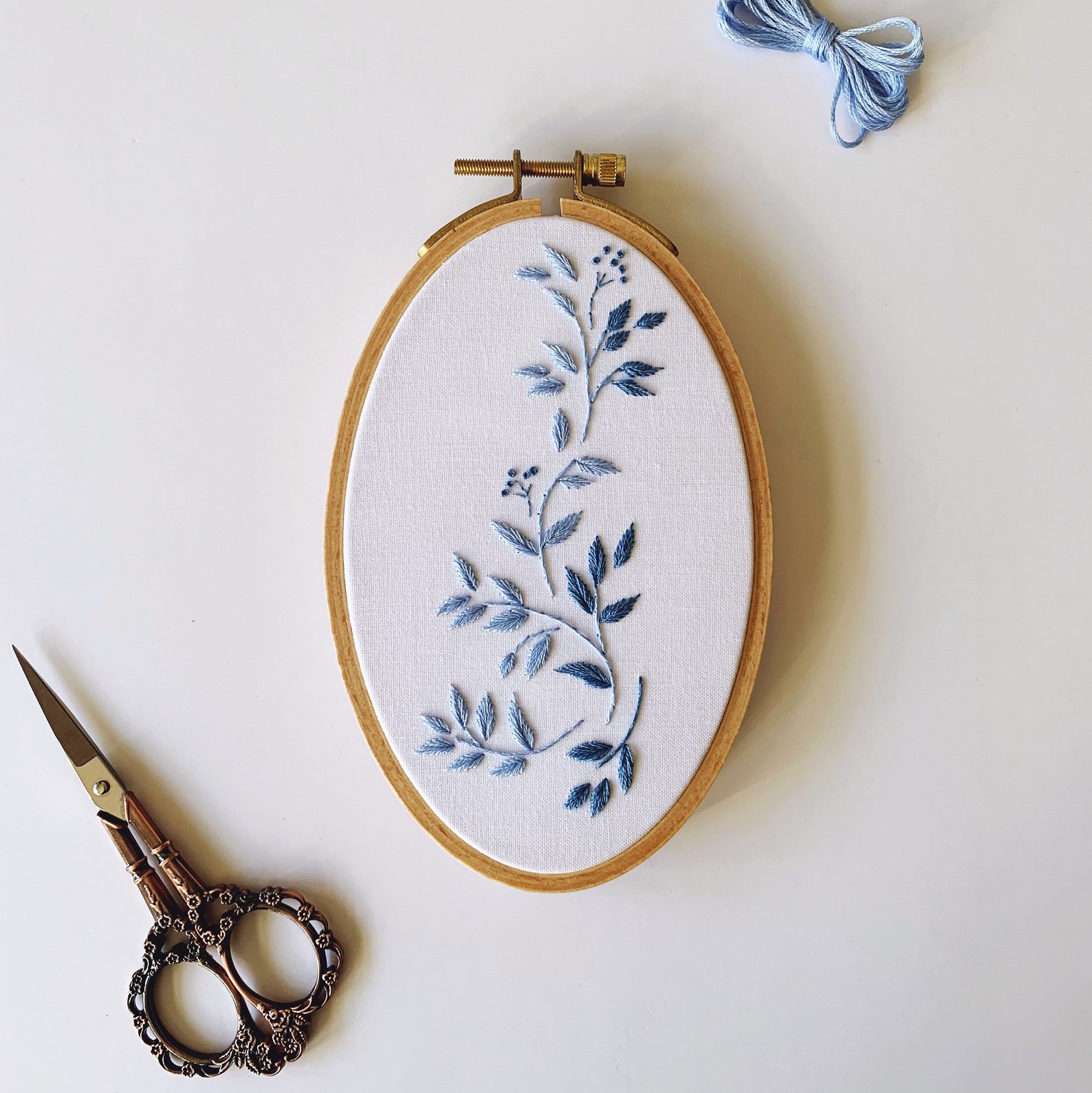 Indigo Field Embroidery Pattern | Blue Floral Embroidery Design | Delft ...