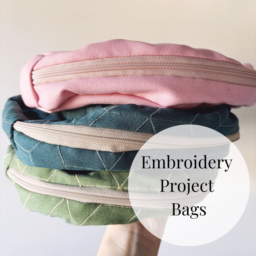 Round Embroidery Project Bag/ Cross Stitch Project Keeper/ Needlepoint ...