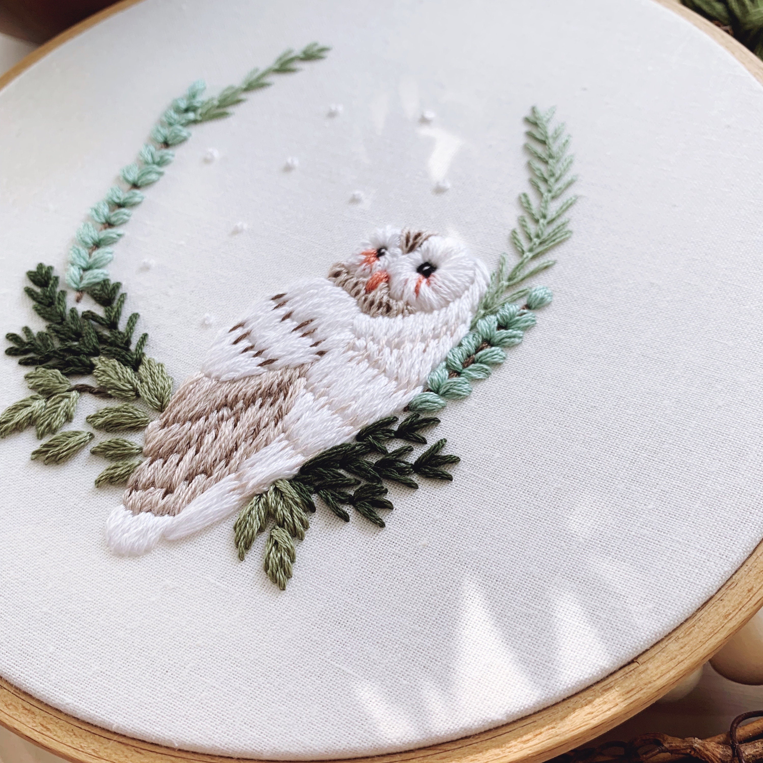 Winter Barn Owl Embroidery Pattern | Owl Embroidery Design | Winter ...
