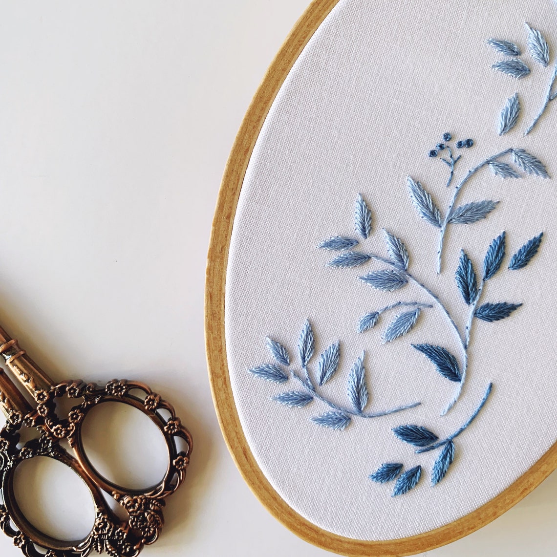 Indigo Field Embroidery Pattern | Blue Floral Embroidery Design | Delft ...
