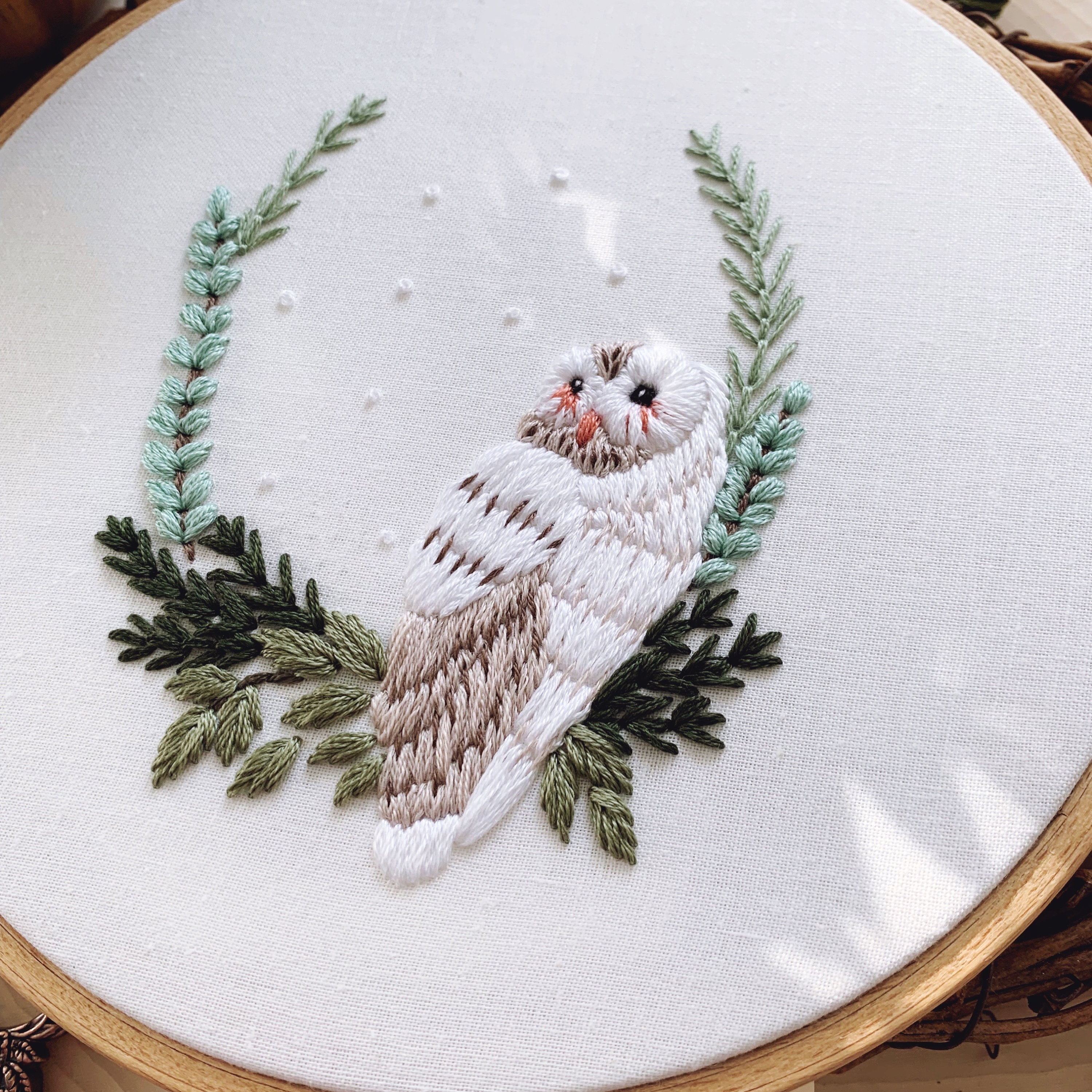 Winter Barn Owl Embroidery Pattern Owl Embroidery Design - Etsy