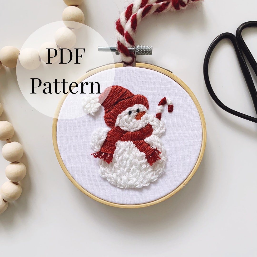 Fluffy Snowman Beginner Friendly Christmas PDF Embroidery Pattern ...