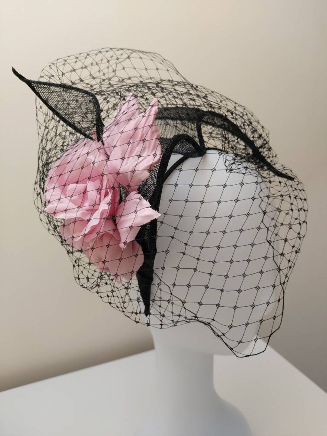 LAYLA Baby Pink and Black Fascinator/headband/halo Crown - Etsy