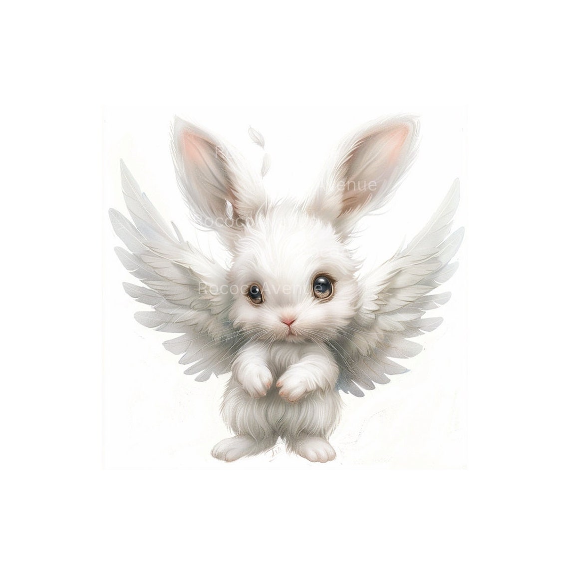 4 Angel Bunny Clipart, Cute Clipart, Printable Watercolor Clipart, High ...