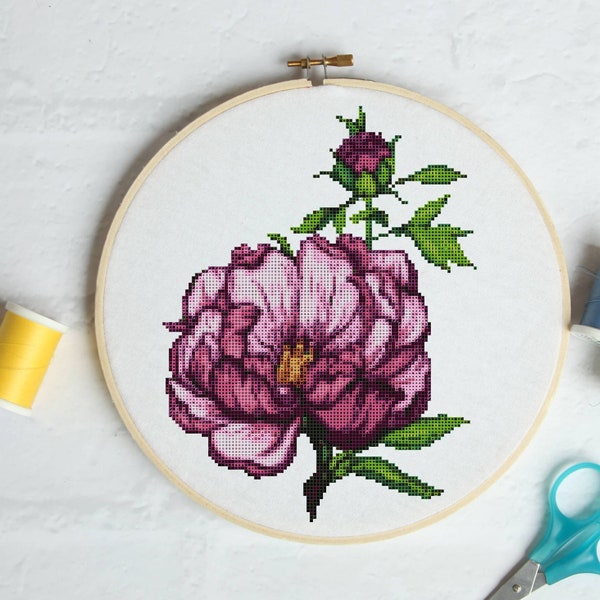 Cross Stitch Pattern Peony - Etsy