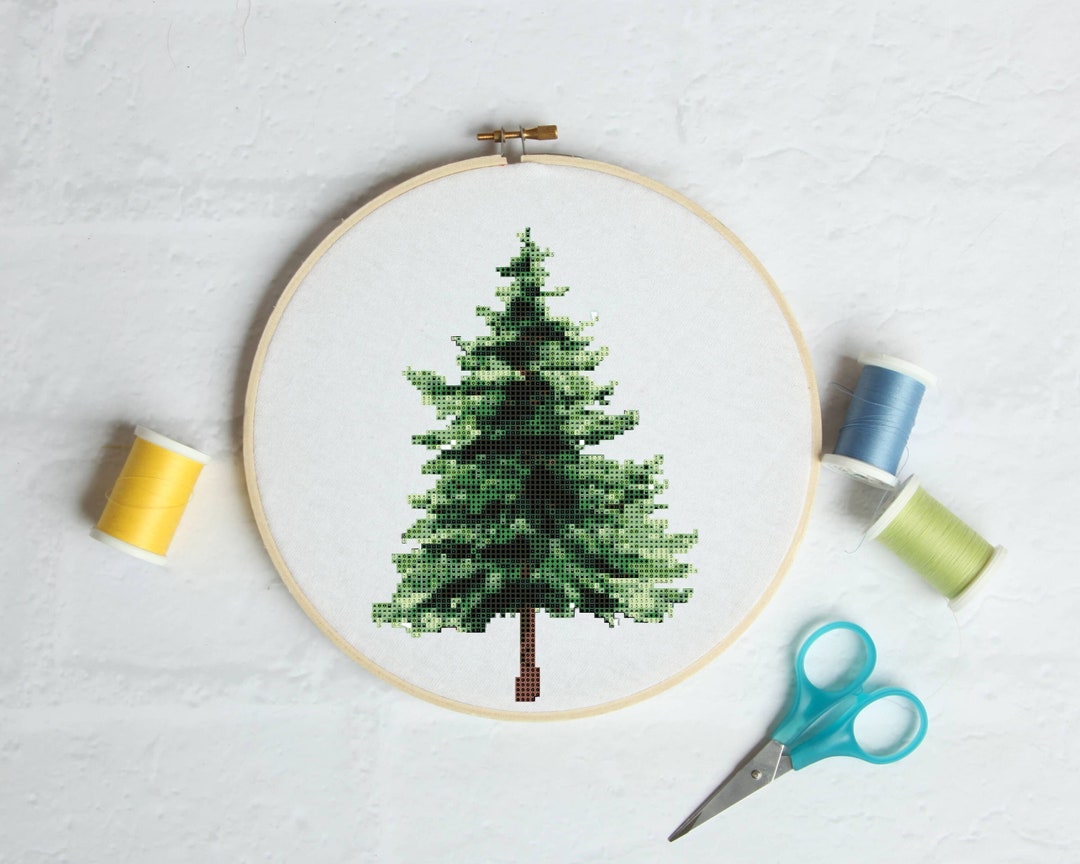 Pine Tree #P1259 Embroidery Cross Stitch Pattern Download | Stitching ...