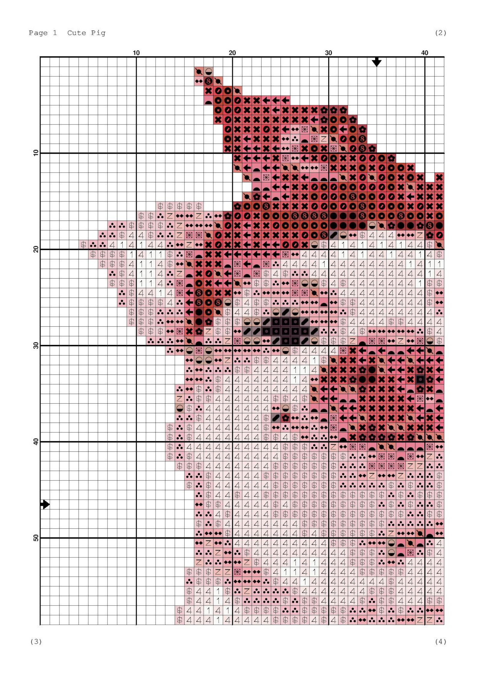 Cute Pig P341 Embroidery Cross Stitch Pattern Download - Etsy