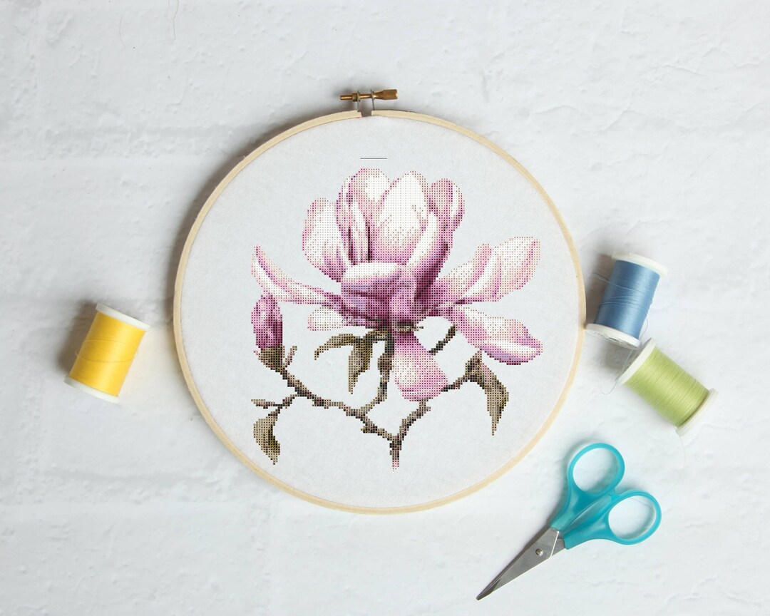 Pink Magnolias P1505 Embroidery Cross Stitch Pattern Download - Etsy