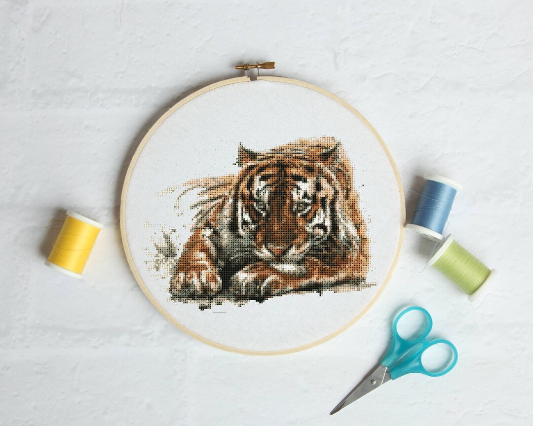 Tiger #P1544 Embroidery Cross Stitch Pattern Download | Stitching ...