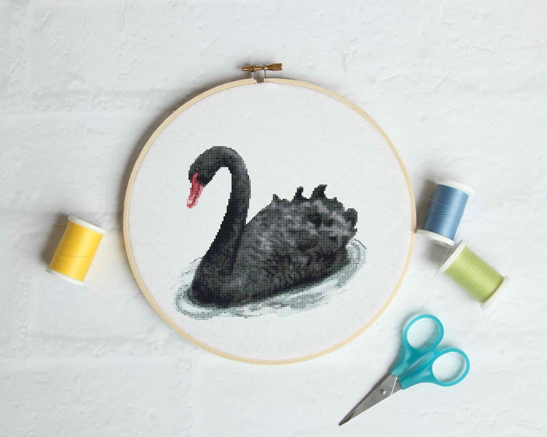 Black Swan Embroidery Cross Stitch Pattern Download | Stitching | Cross ...