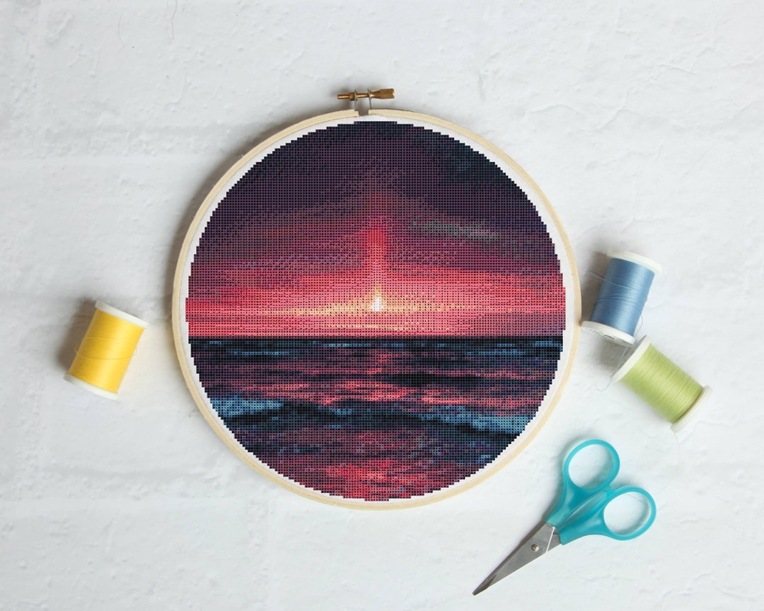 Ocean Landscape #P1295 Embroidery Cross Stitch Pattern Download ...
