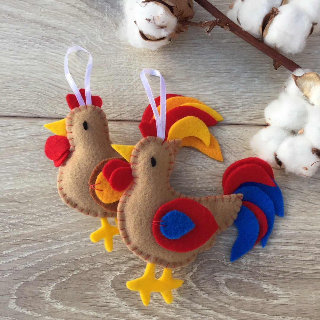 Rooster Ornament Felt Easter Decoration - Etsy