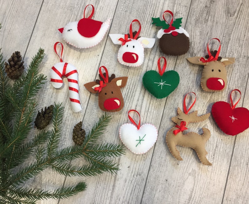 Felt Christmas Ornaments Set Christmas Decoration Set of 10 | Etsy