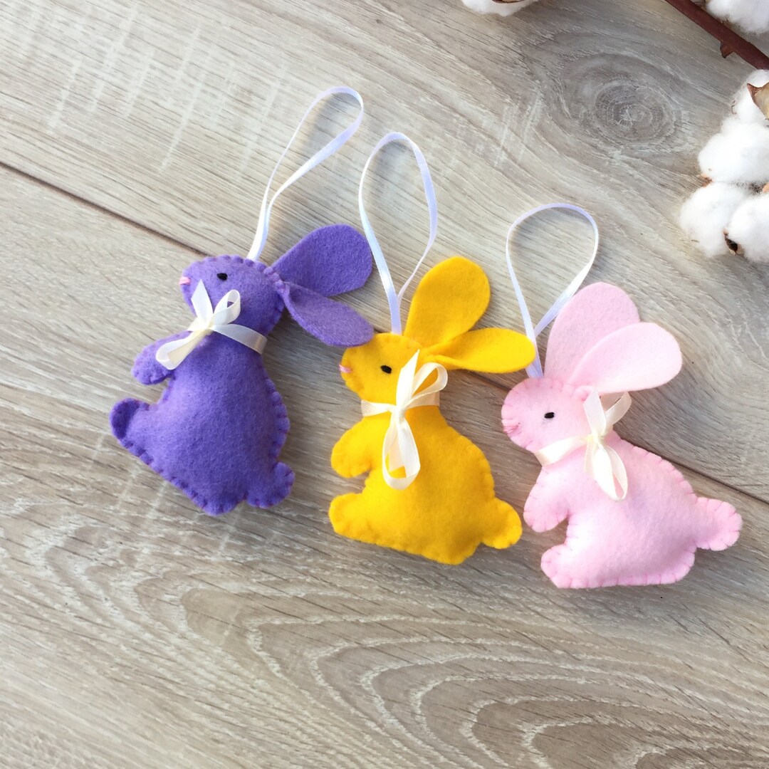 Easter Bunny, Easter Home Decor, Felt Bunny Set of 3, Easter Basket ...