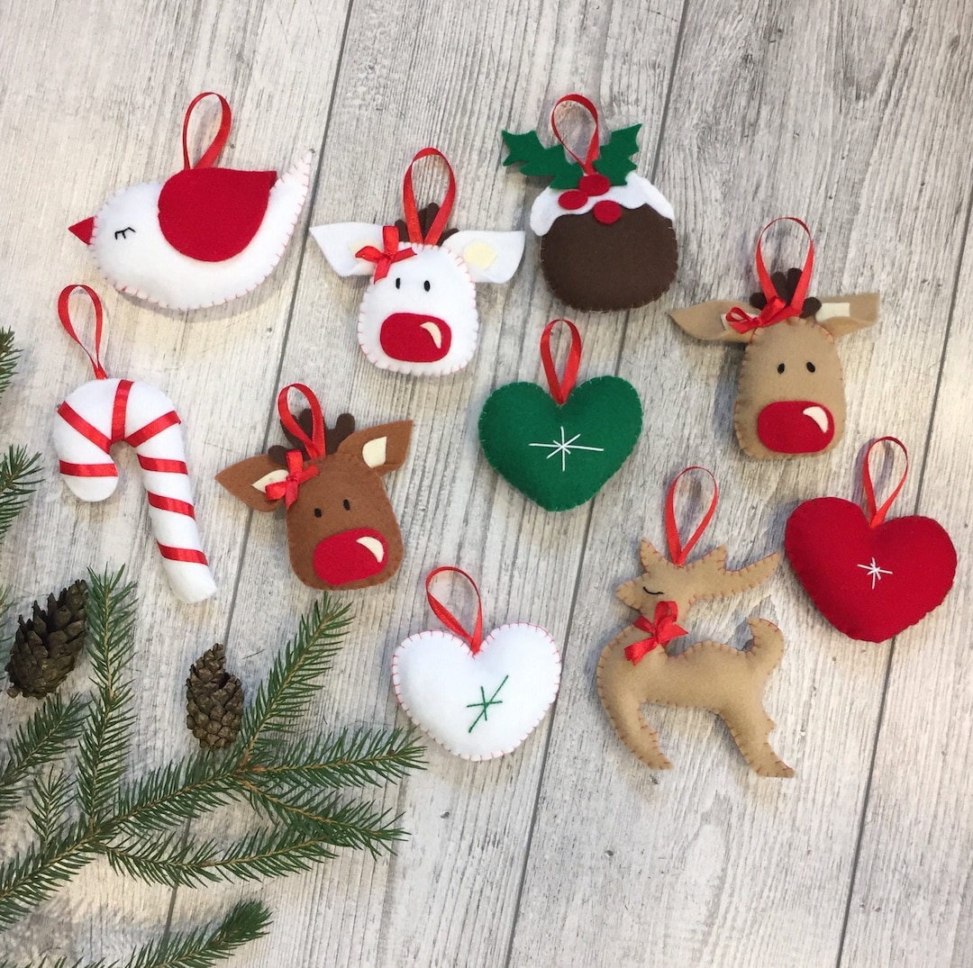 Felt Christmas Ornaments Handmade Christmas Tree Decorations Christmas ...