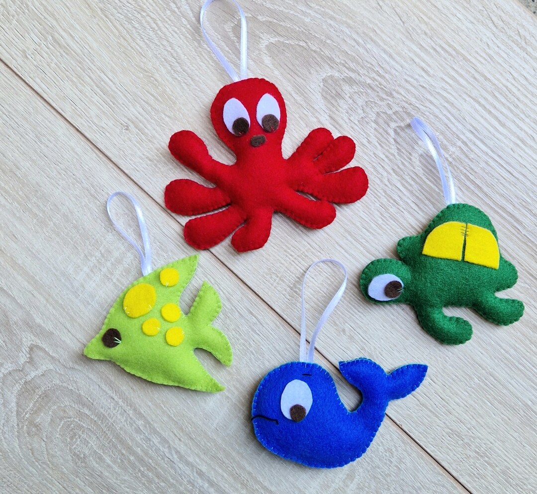 Marine Life Ornaments, Sea Creatures Ornaments, Ocean Decorations Felt ...