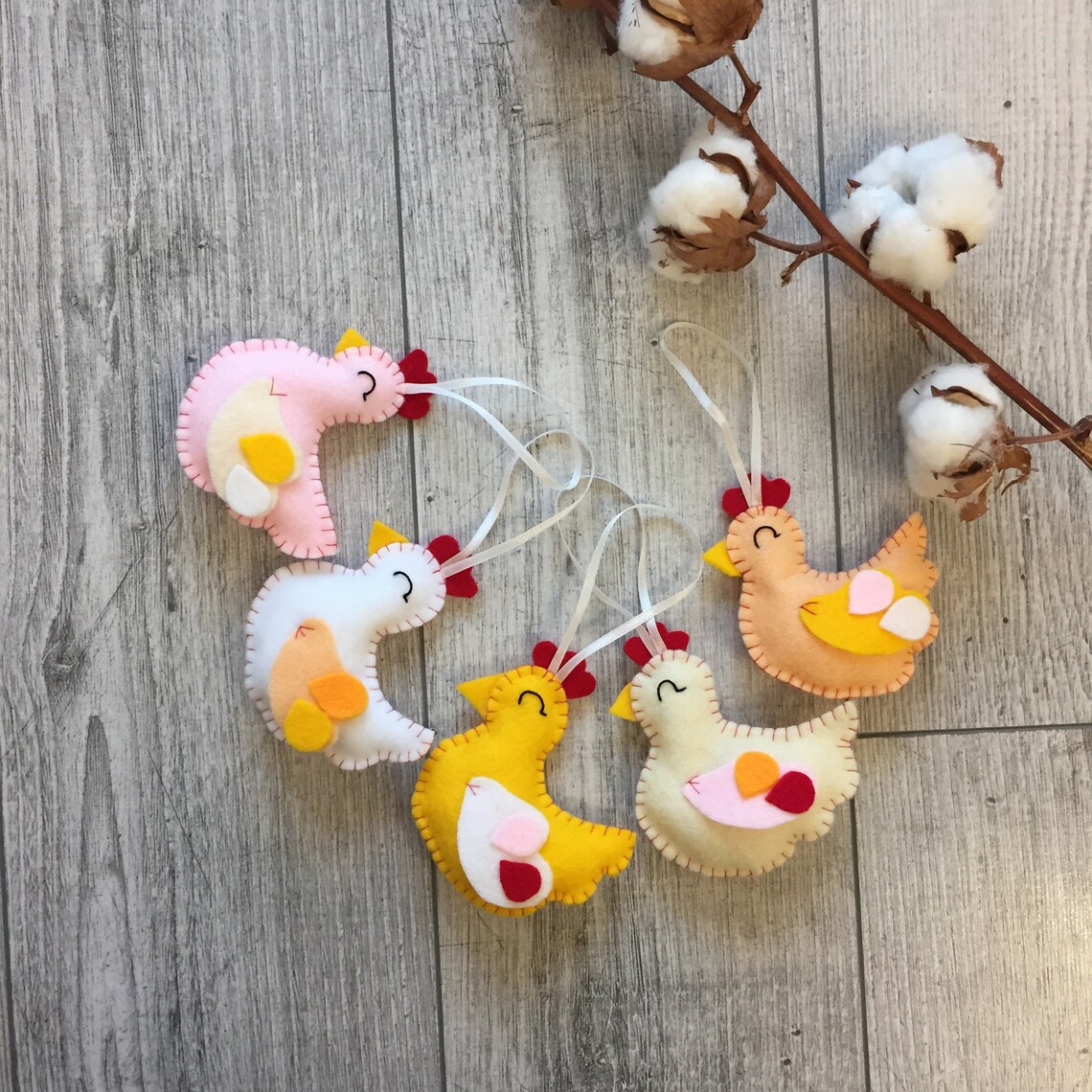 Felt Hen Ornament Set of 5 - Etsy