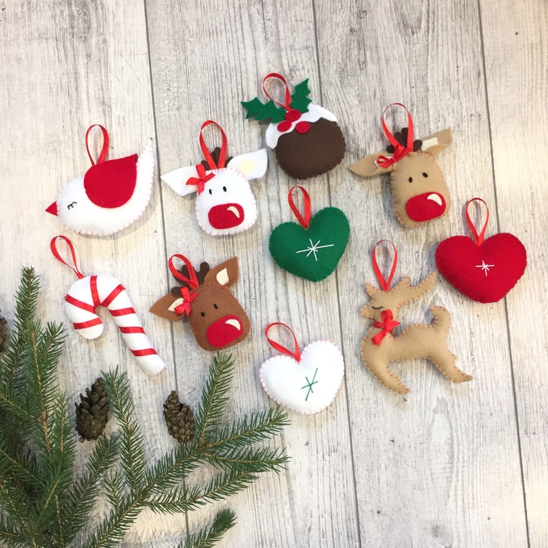Felt Christmas Ornaments Set Christmas Decoration Set of 10 | Etsy