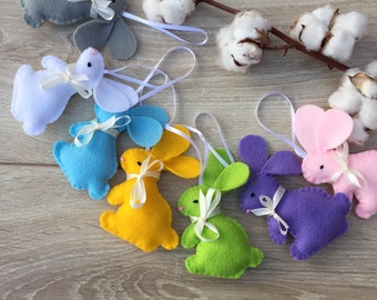 Felt Bunny Ornaments,easter Bunny Felt Ornaments Garland, Easter Gift ...