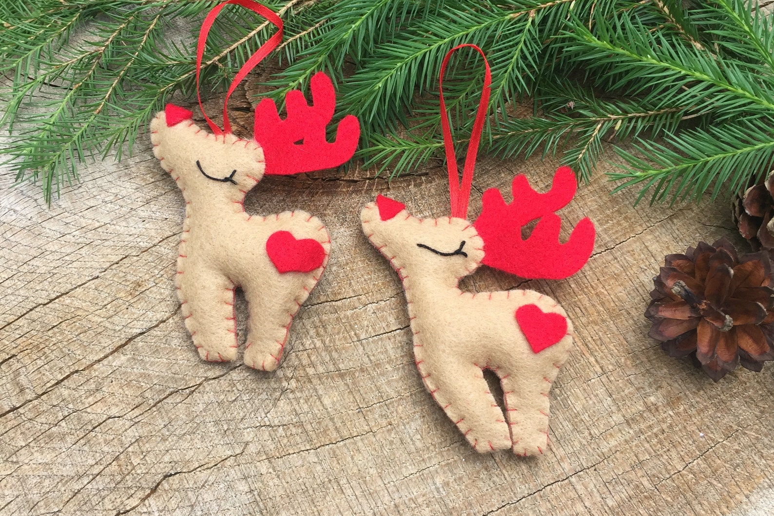 Christmas Ornaments Handmade Felt Reindeer - Etsy