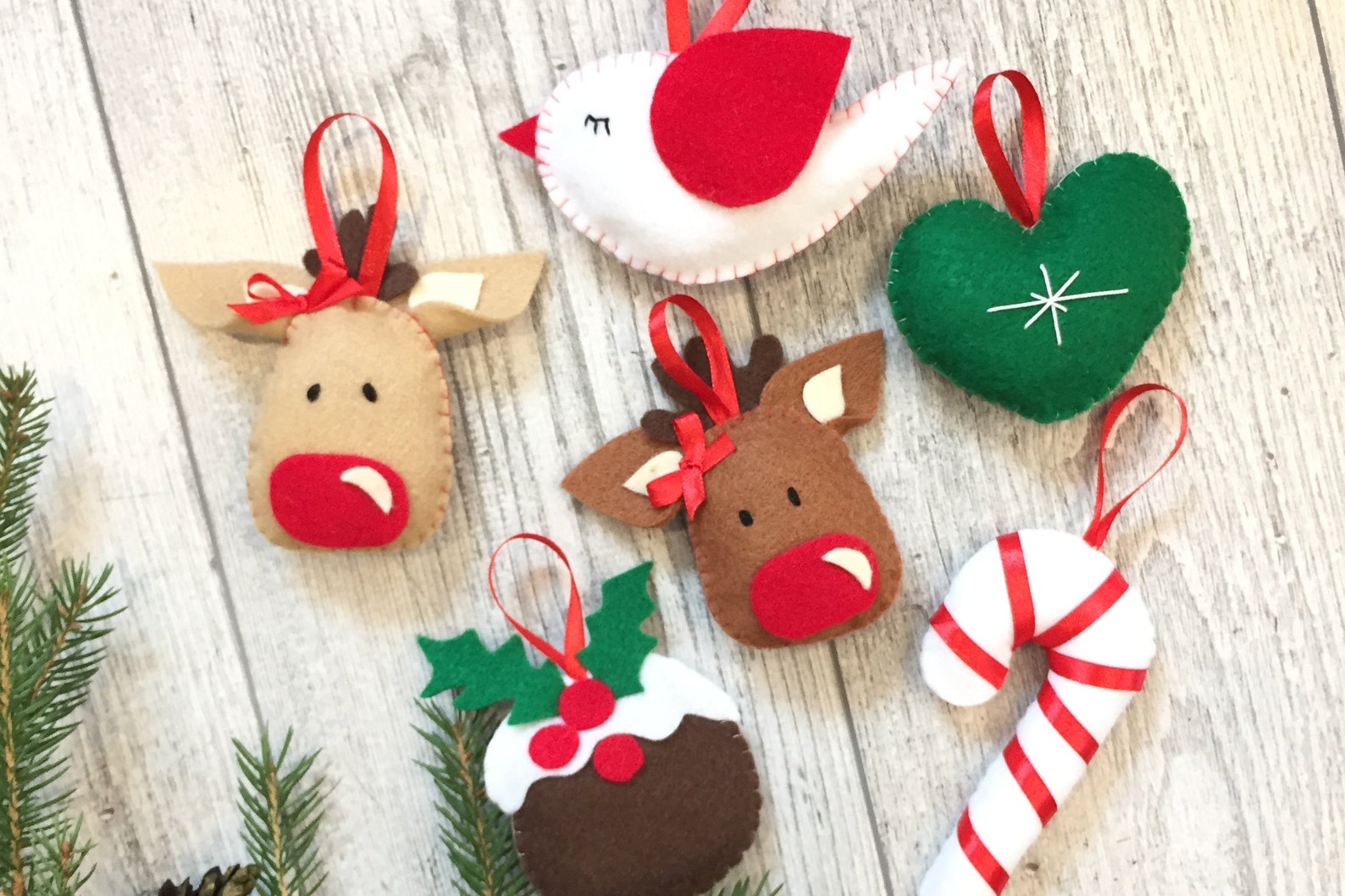 Felt Christmas Ornaments Set Christmas Decoration Set of 10 | Etsy