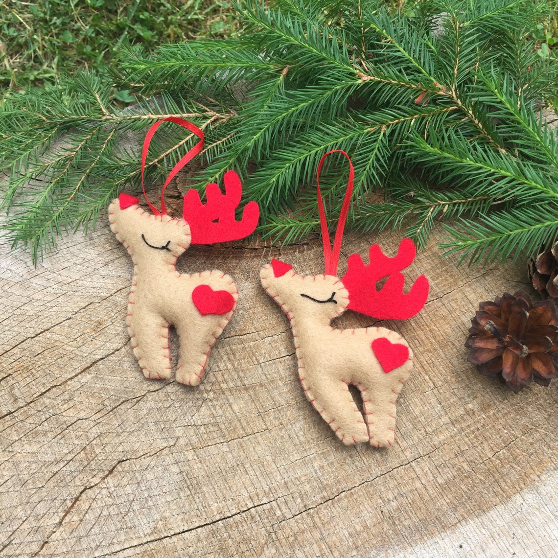 Christmas Ornaments Handmade Felt Reindeer - Etsy