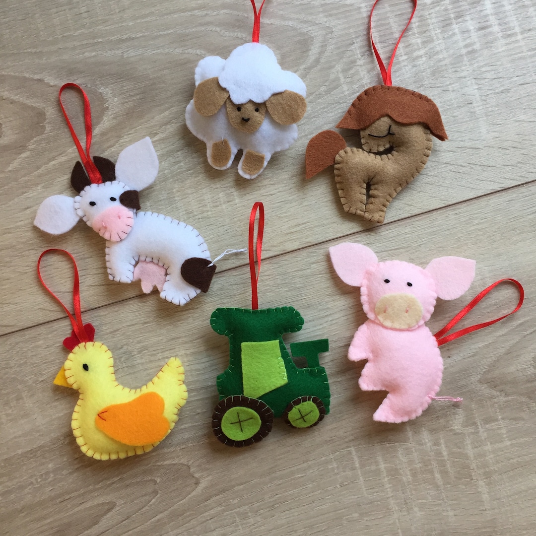 Felt Farm Animal Ornament, Handmade Nursery Decor - Etsy