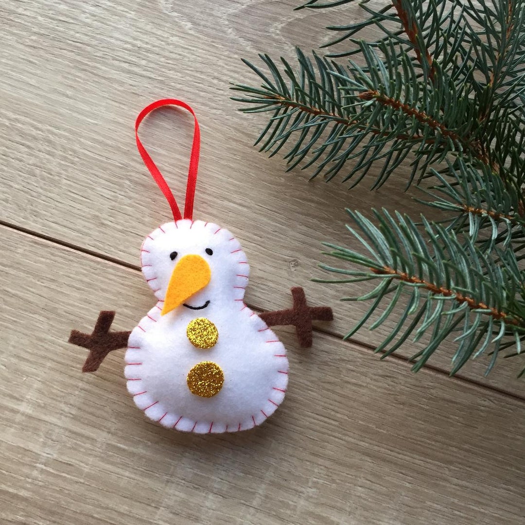 SNOWMAN Ornament, Felt Snowman, Snowman Decoration, Christmas Ornament ...
