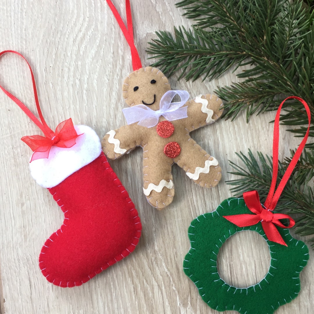 Felt Christmas Ornaments Set of 3 - Etsy
