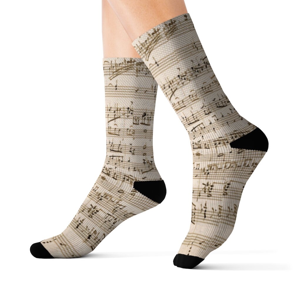 Mozart Handwritten Musical Notes Socks | Etsy
