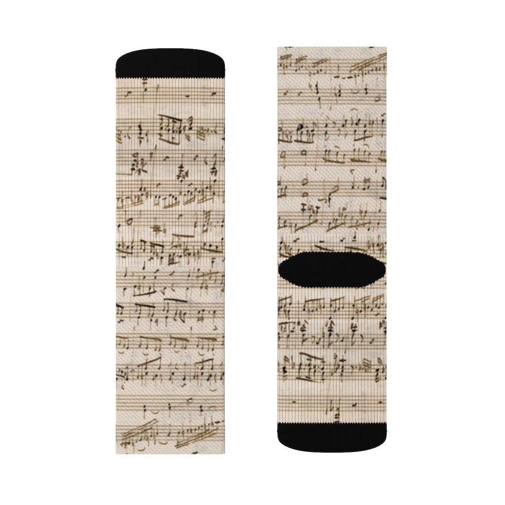Mozart Handwritten Musical Notes Socks - Etsy