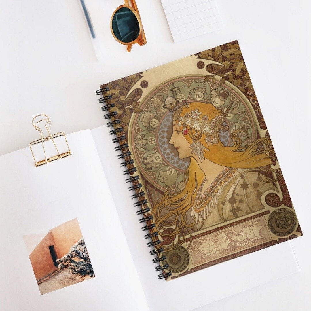 Journal d’art, Carnet, Art Nouveau, Mucha Spiral Notebook - Ligne ...