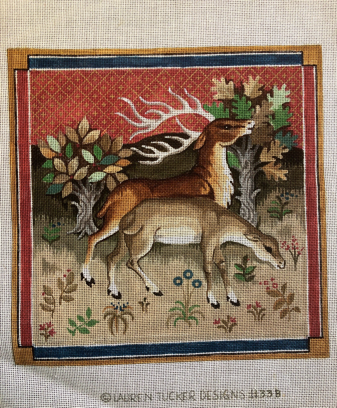 Vintage Deer Needlepoint set of 2 - Etsy