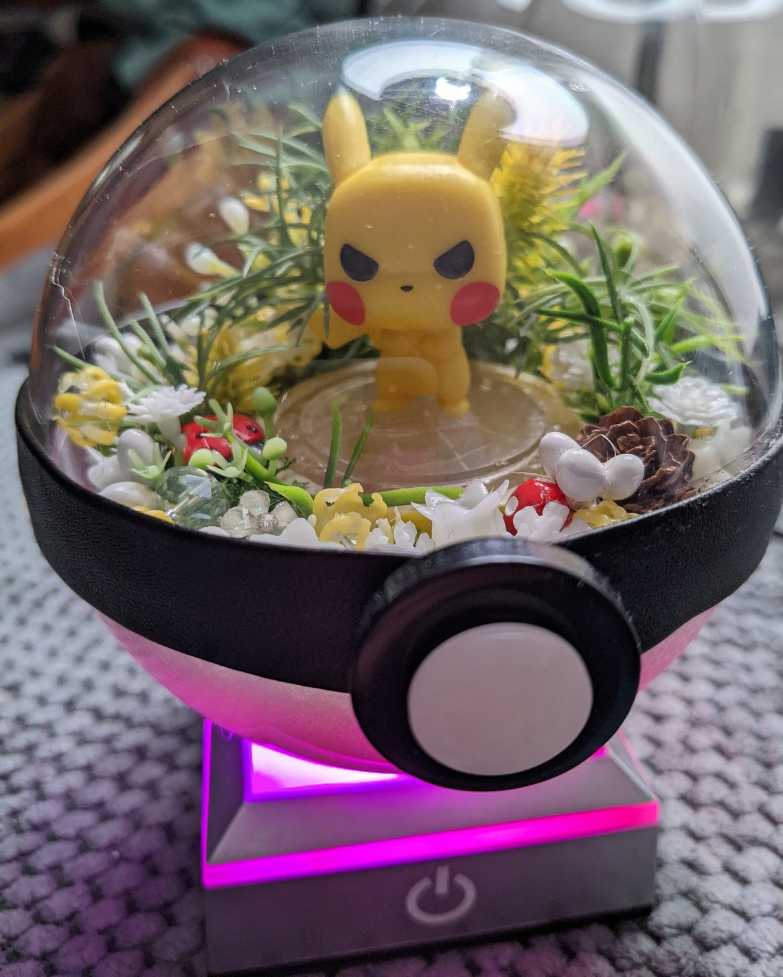 Pokemon Angry Pikachu Pokeball Terrarium With LED Base Anime - Etsy