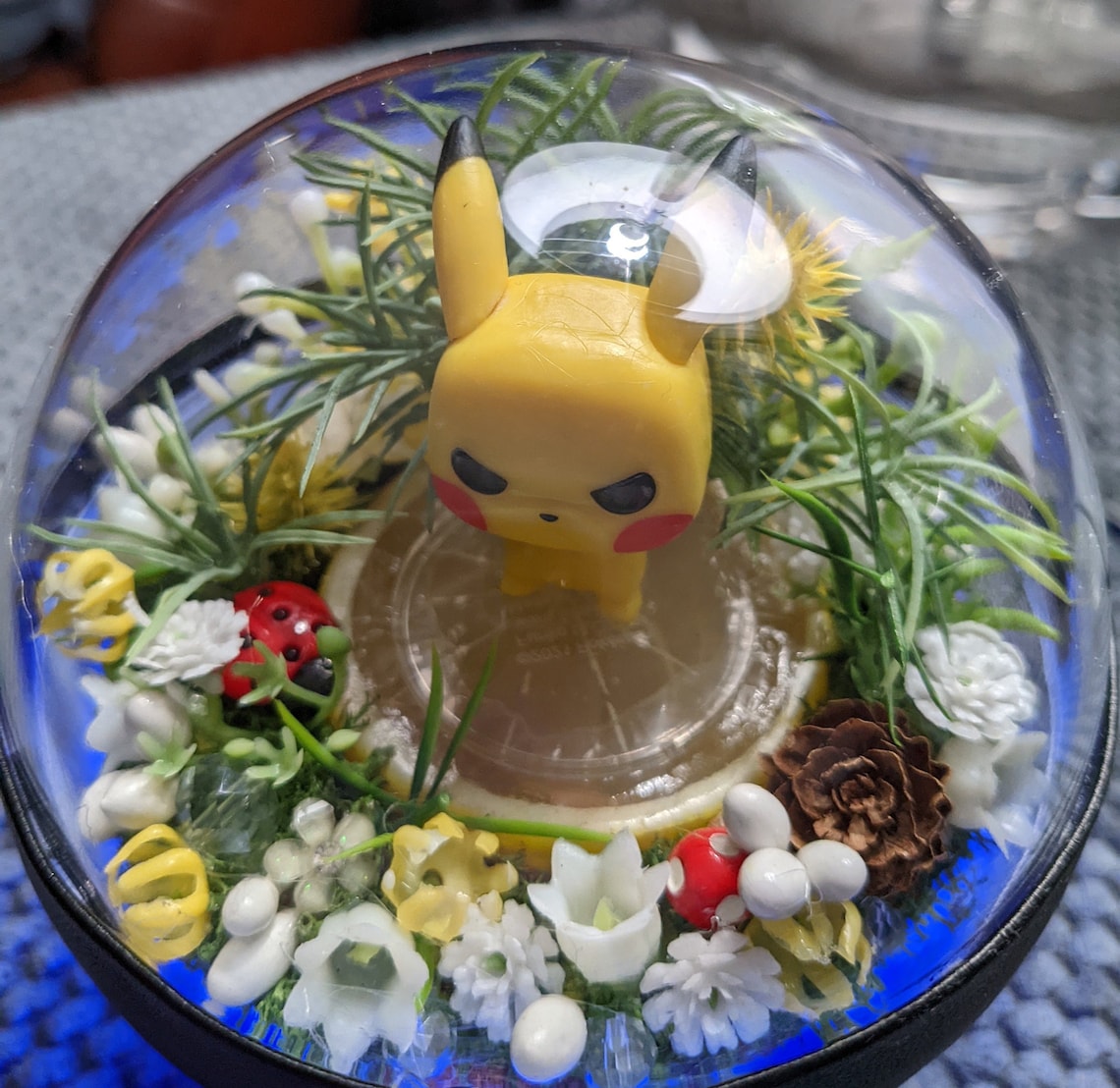 Pokemon Angry Pikachu Pokeball Terrarium With LED Base Anime - Etsy