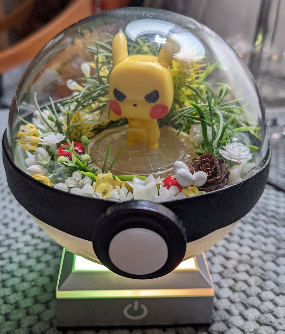 Pokemon Angry Pikachu Pokeball Terrarium With LED Base Anime - Etsy