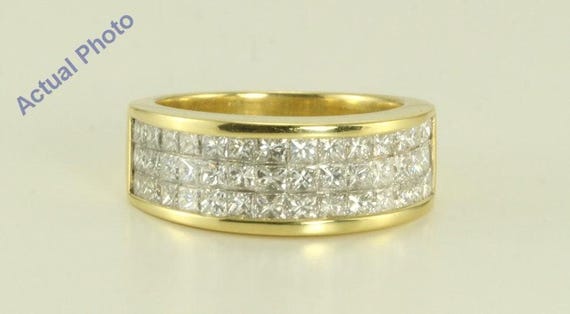 18k Yellow gold Invisible setting Princess cut Diamon… - Gem