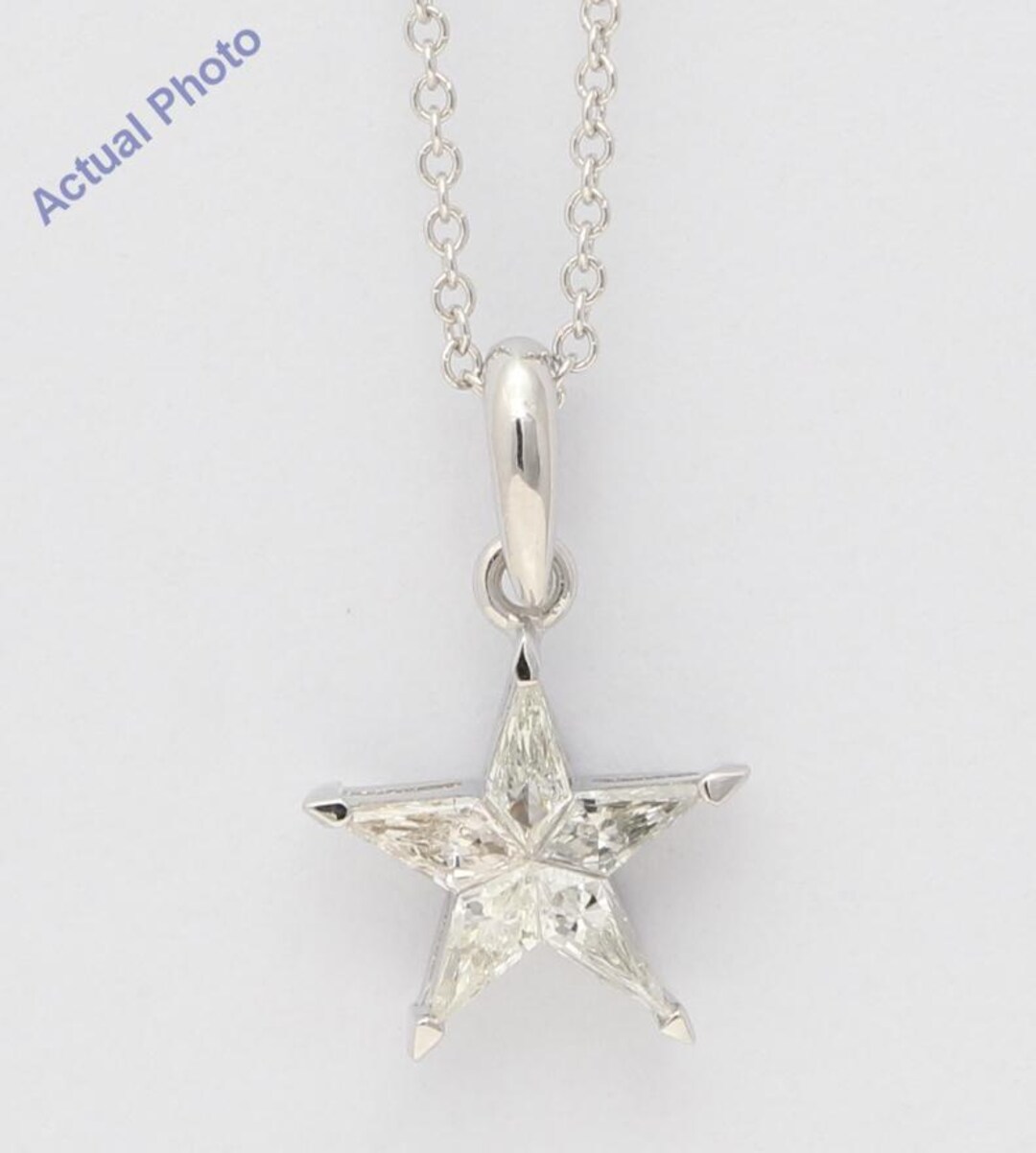 18k White Gold Kite Diamond Setting Multi-stone Set Pentagram Star ...
