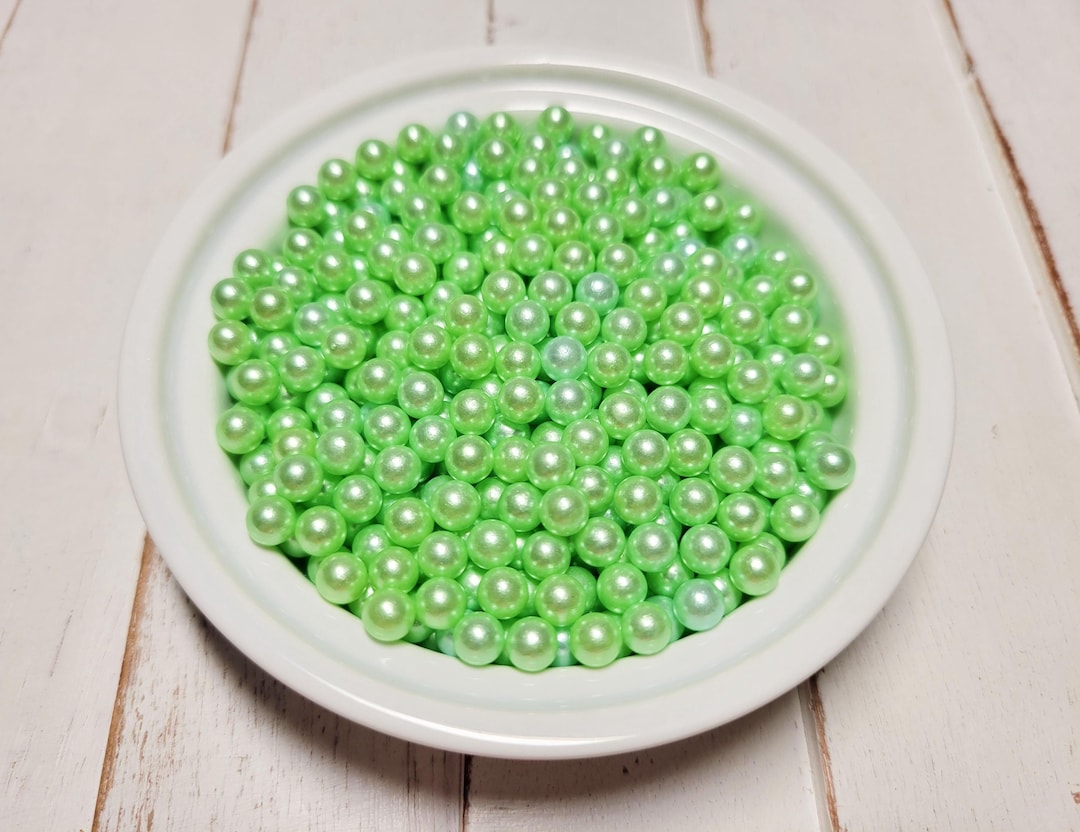 FAKE 6mm Light Green Pearls - Fake Pearls - No Hole Pearls - No Hole ...