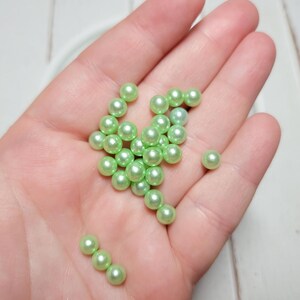 FAKE 6mm Light Green Pearls - Fake Pearls - No Hole Pearls - No Hole ...