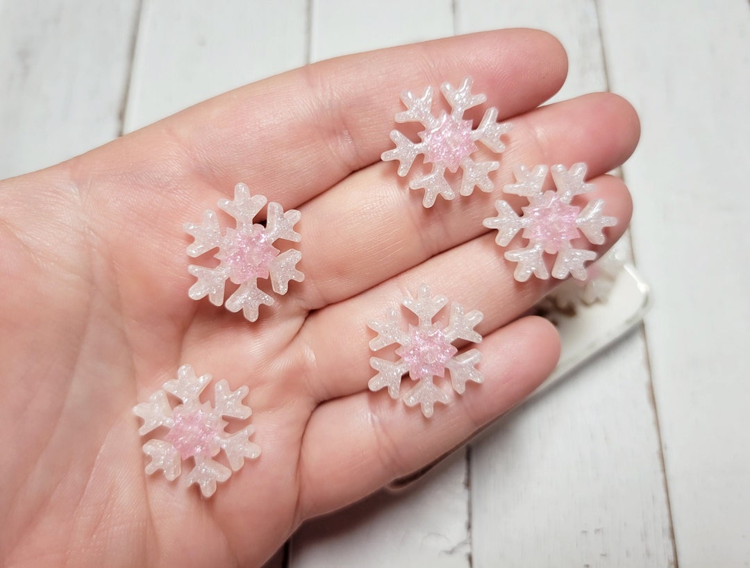 Baby Pink Snowflakes Cabochons - Flatback Resin - Kawaii Cabochon ...